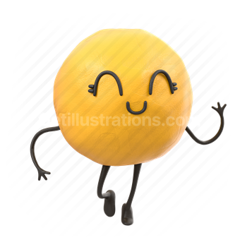 Download ball, character, emoticon, emoji, yay, running, happy ...