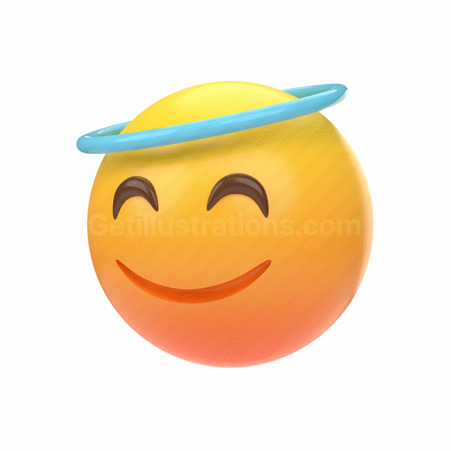 Download emoticon, emoji, sticker, face, angel, happy, innocent, left ...