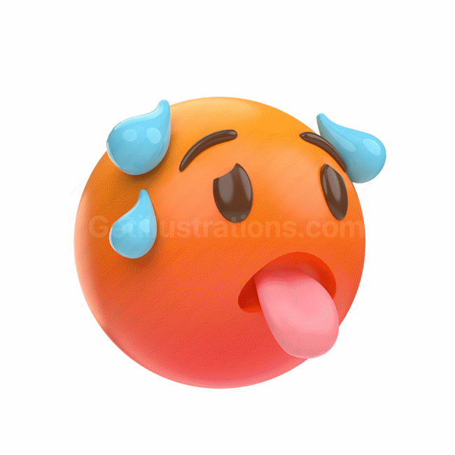 Download emoticon, emoji, sticker, face, hot, heat, summer, right- 3D ...
