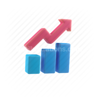 Download analytics, graph, chart, increase, up, arrow, bar chart- 3D ...