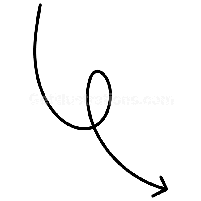 Download loop, curl, arrow, turn, downward, down, move- Elemental scribble