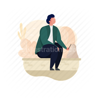 Download man, sitting, outdoor, tree- Humanic illustrations