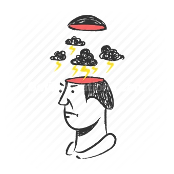 Download bad mood, angry, cloud, man, stress- Surrealism illustrations