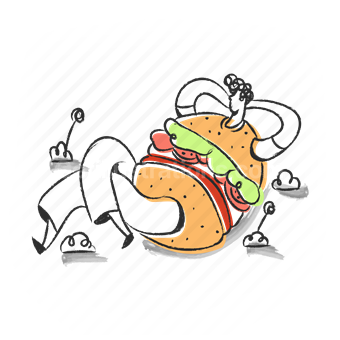 Download burger man, man, catering, restaurant- Surrealism illustrations