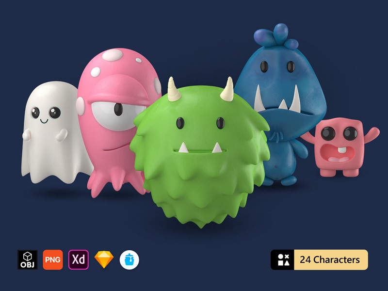 3D Monster and animal illustrations