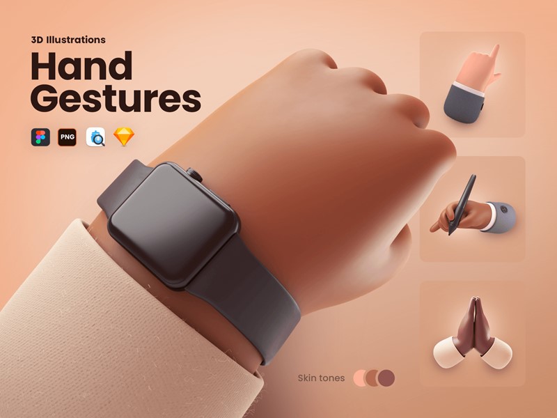 The Hand Gestures 3D illustrations and icons