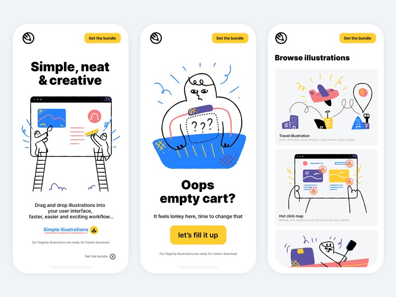 Download colorful outline simple illustrations for websites